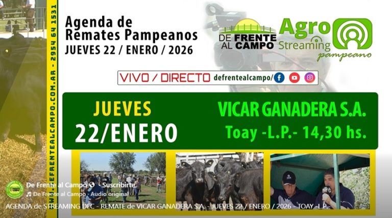 Remate feria Vicar en Toay enero 2026 | Haciendas